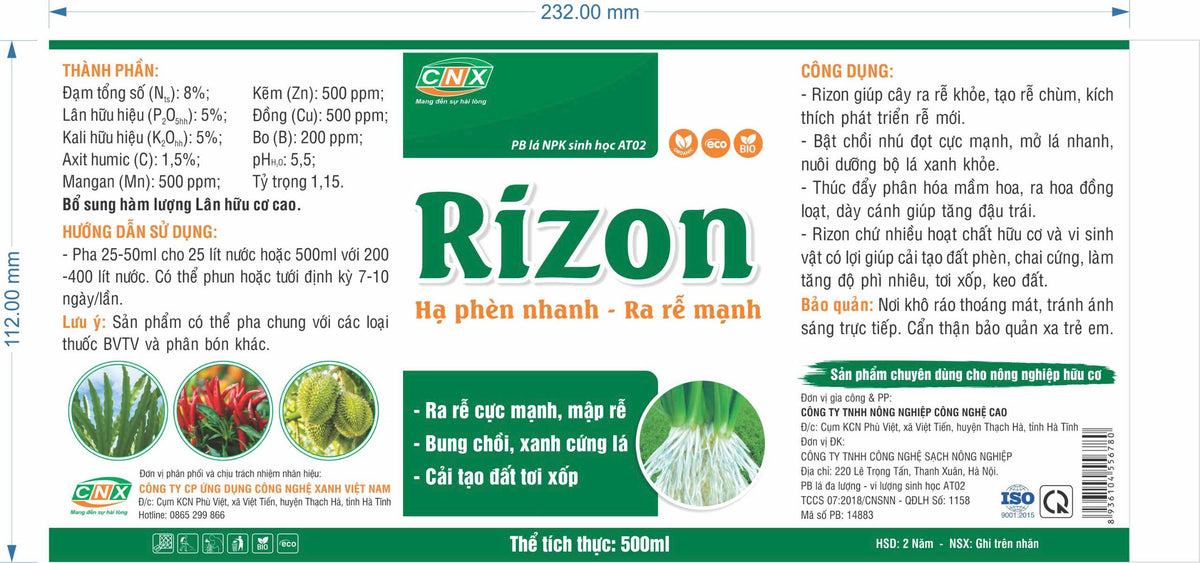 Rizon - Hạ phèn nhanh, ra rễ mạnh – Công nghệ xanh 4.0